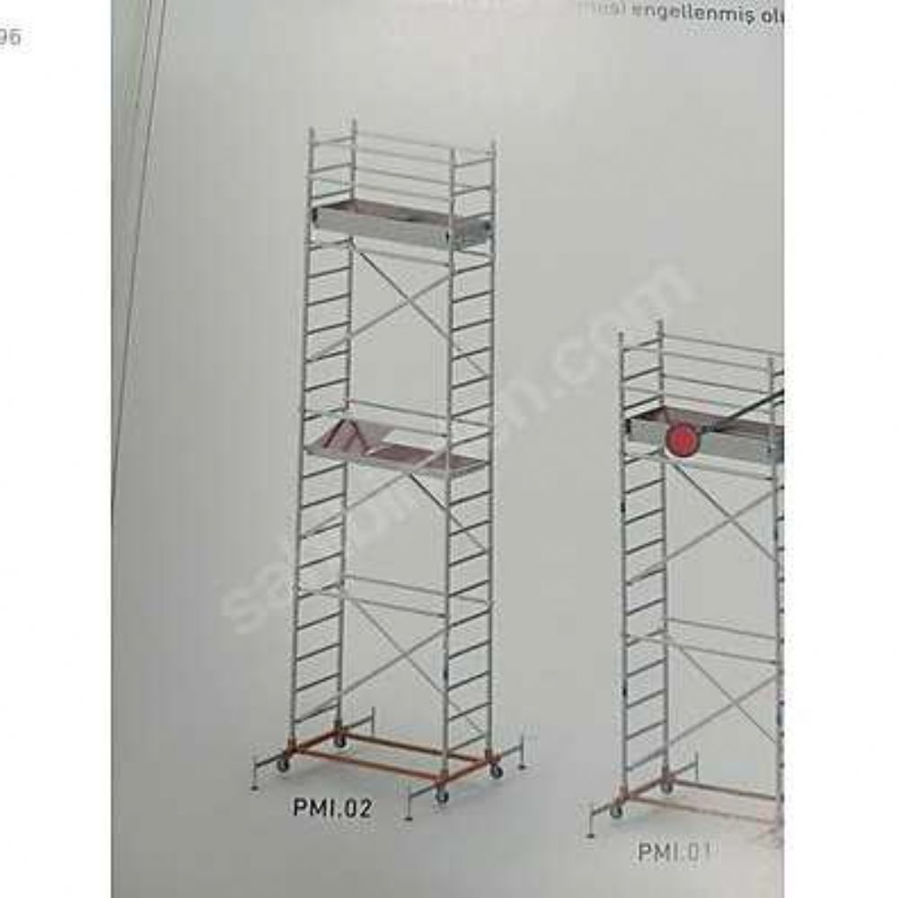 Kiralık tekerlekli alüminyum mobil iskele merdiven platform mell ...